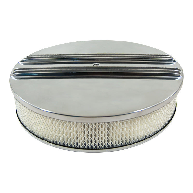 14" Round Air Cleaner Kit Half Finned Polished - Australian Auto