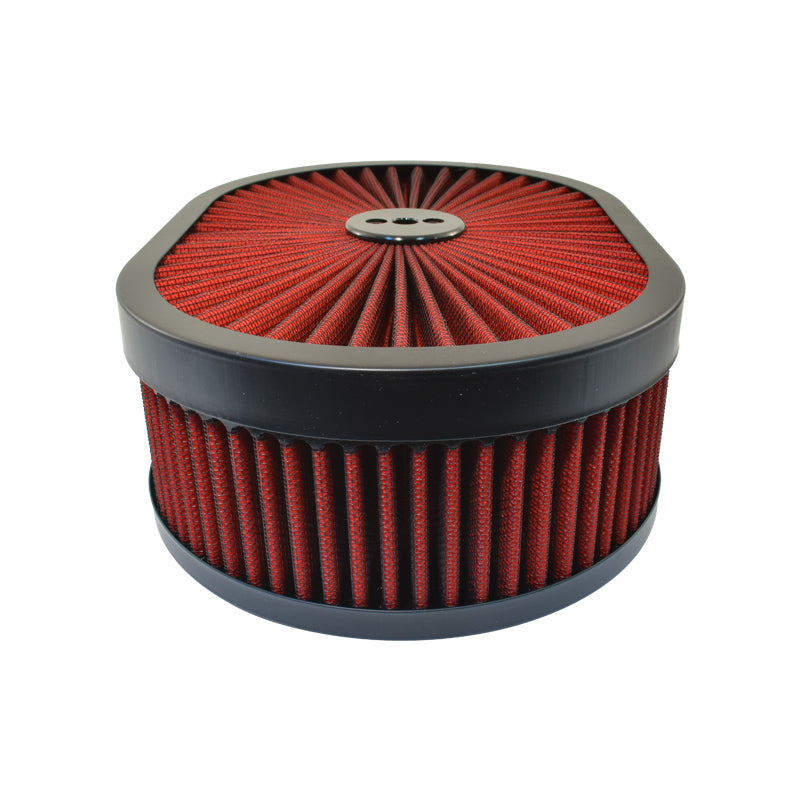 Cal Custom Extreme Air Cleaner Oval Assembly 11-3/8" x 3" Red Filter ...