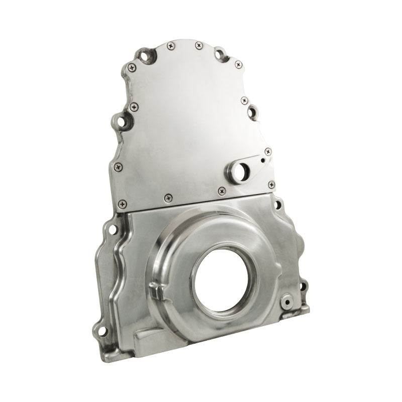 Cal Custom GM LS Timing Cover 2-Piece With Cam Sensor Hole Polished Al ...