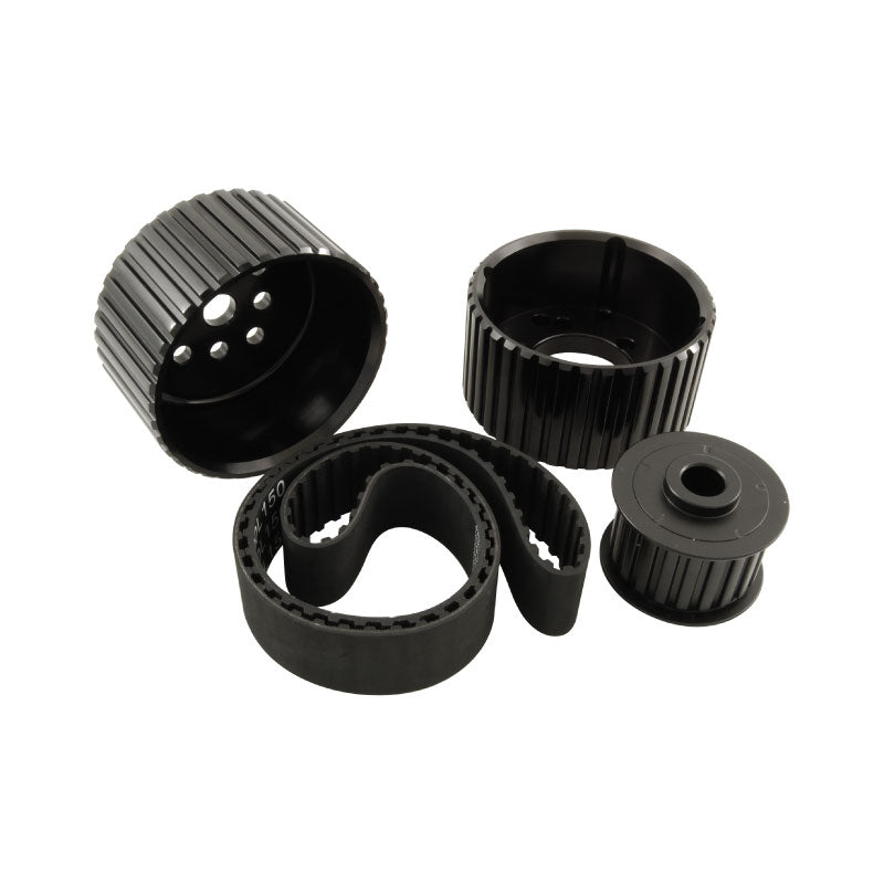 SBC Small Block Chev Short Water Pump Gilmer Drive Kit Black Billet Al ...